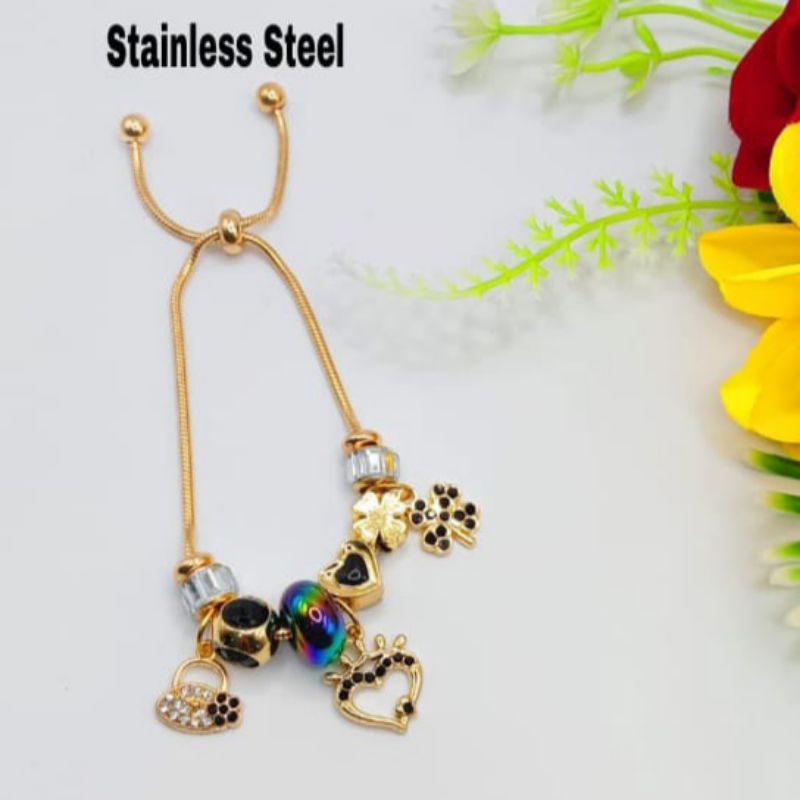 Jual Perhiasan Wanita Dewasa Gelang Tangan Pandora Motif Love Bolong ...