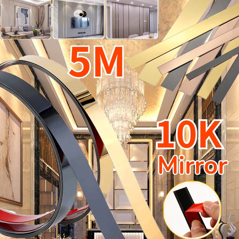 Jual 5M List Plat Strip Mirror Gold Stainless SS21 Steel Stiker List ...