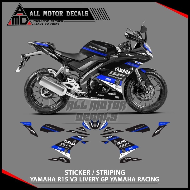 Jual Stiker Decal Yamaha R15 V3 Desain Yamaha Gp Racing / Striping ...