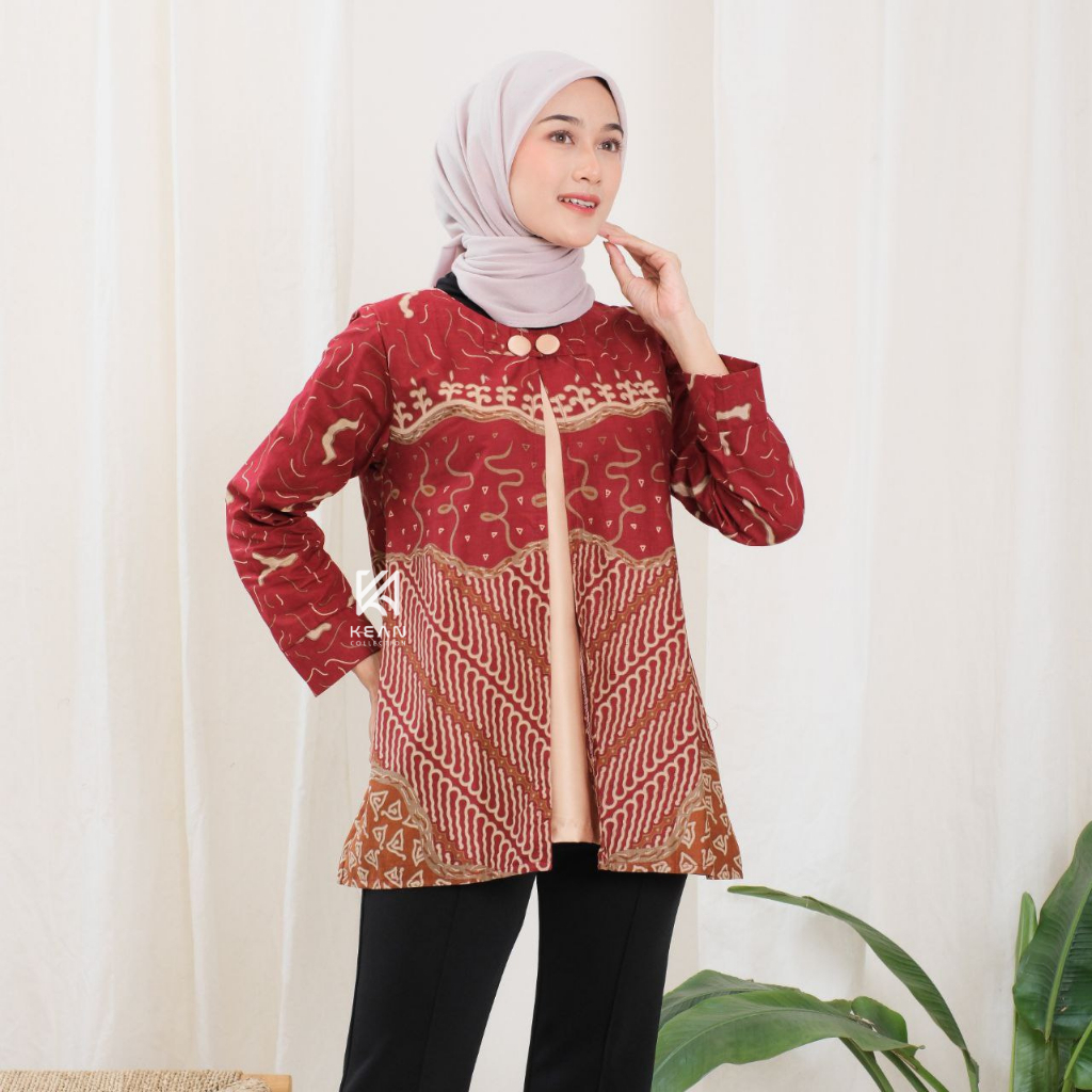 Jual KEAN Batik Kantor Wanita Modern Lengan Panjang Bolero Motif Meylika Series Jumputan Solo ...