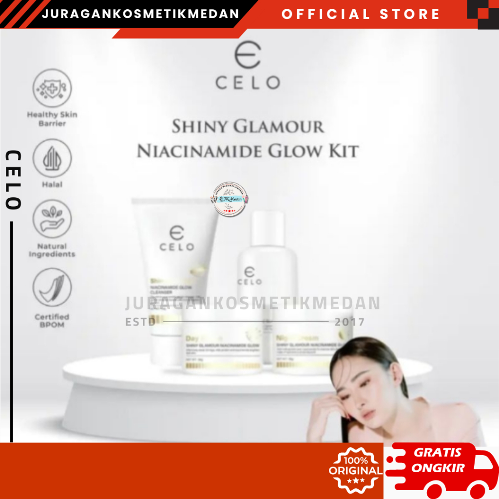 Jual CELO SHINY GLAMOUR NIACINAMIDE GLOW KIT SKINCARE GLOWSET GLOWKIT 4 ...