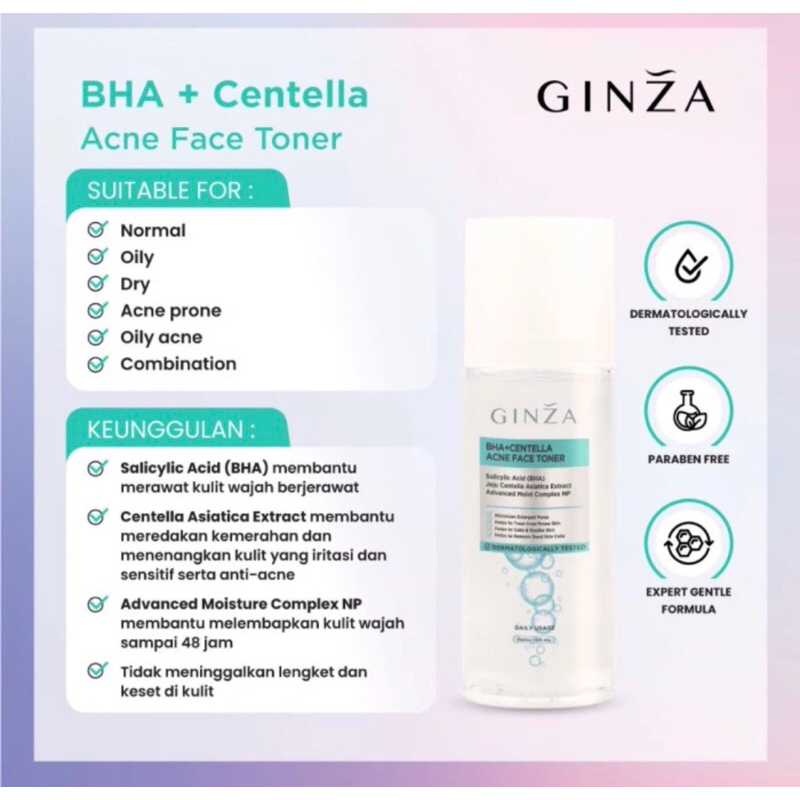 Jual Ginza BHA + Centella Acne Face Toner 105ml | Shopee Indonesia