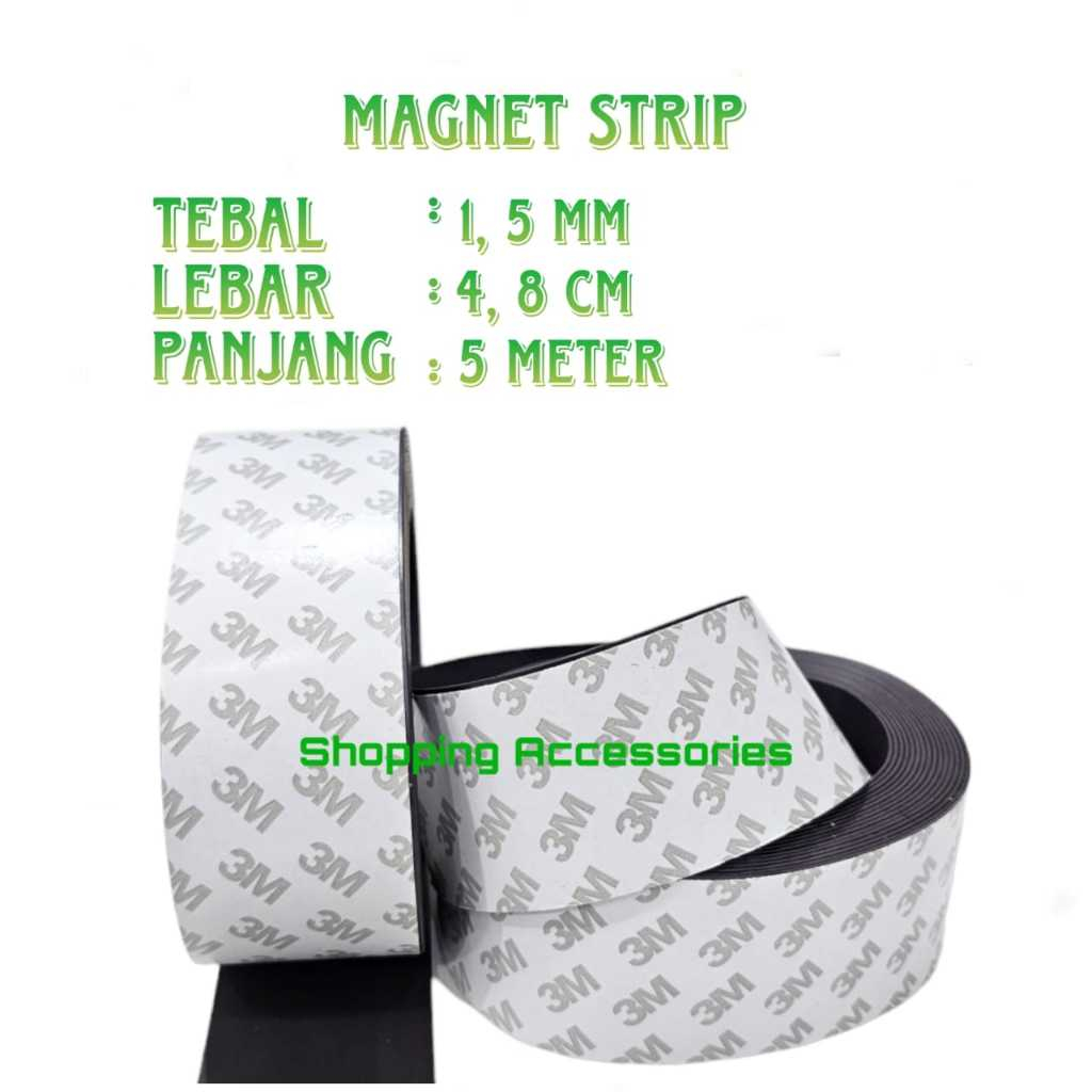 Jual Magnet Strip Lembaran Tempelan Kulkas LEBAR: 4,8cm x TEBAL:1,5mm x PANJANG: 5 Meter Double ...