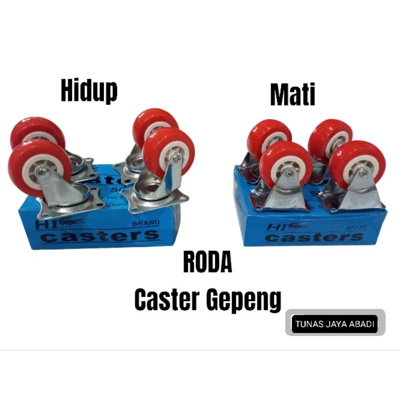 Jual Roda Caster Gepeng Merah 2" / Roda Hidup Dan Roda Mati / Tanpa Rem ...