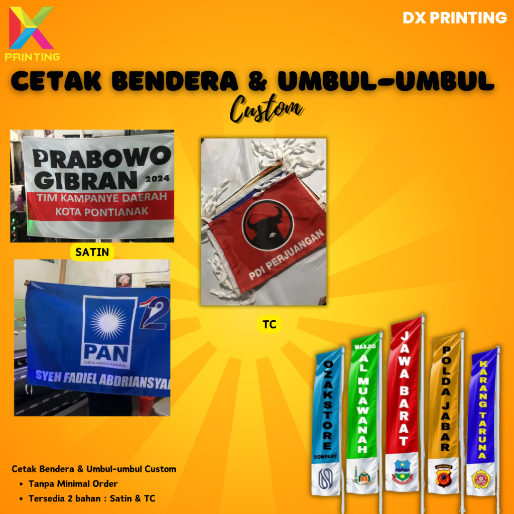 Jual CETAK BENDERA BAHAN SATIN/CETAK BENDERA BAHAN TC/CETAK UMBUL-UMBUL ...