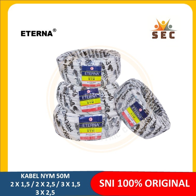 Jual KABEL LISTRIK ETERNA NYM 50M 50 METER ROLL ROL PUTIH KAWAT TEMBAGA ...