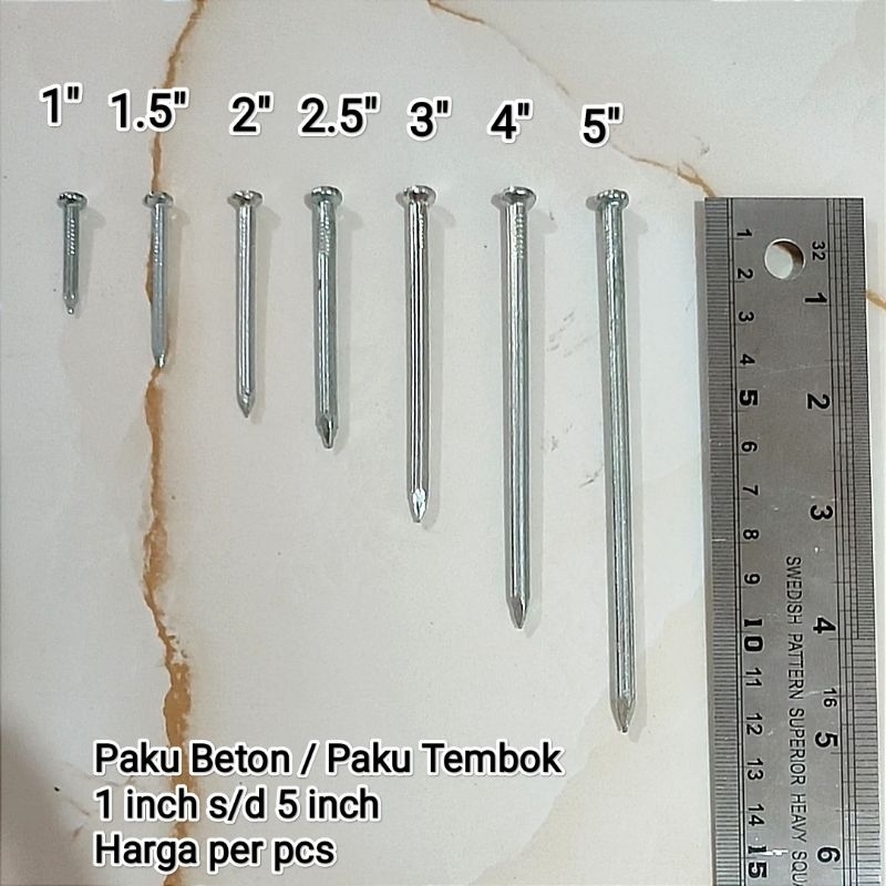 Jual PAKU BETON PUTIH / PAKU TEMBOK 1" s/d 4" Harga per pcs | Shopee Indonesia