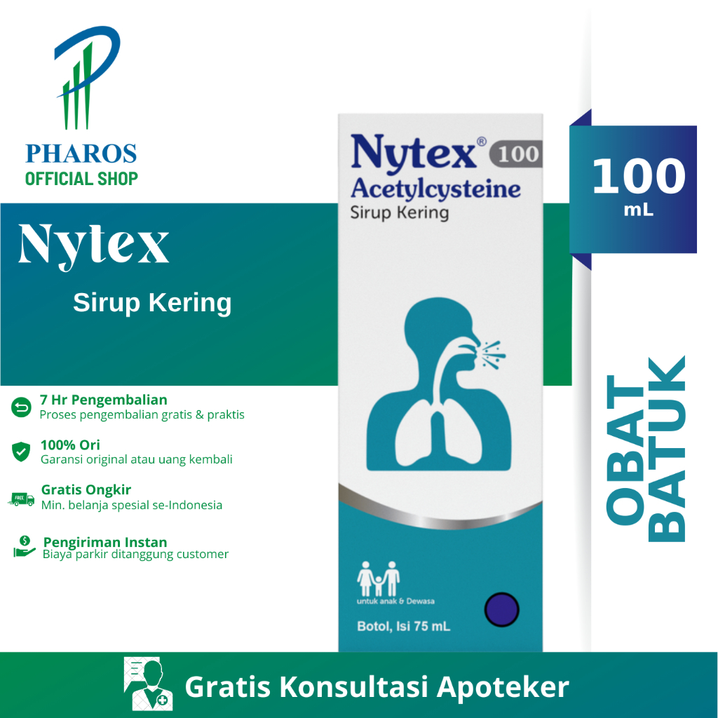 Jual Nytex 100 mg/5 ml Dry Syrup 75 ml /Acetylcysteine / Obat Batuk ...