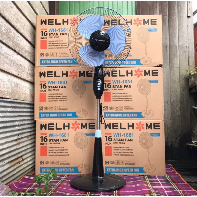 Jual Kipas angin berdiri 16 inch WELHOME / RINREI. kaki bulat stand fan ...