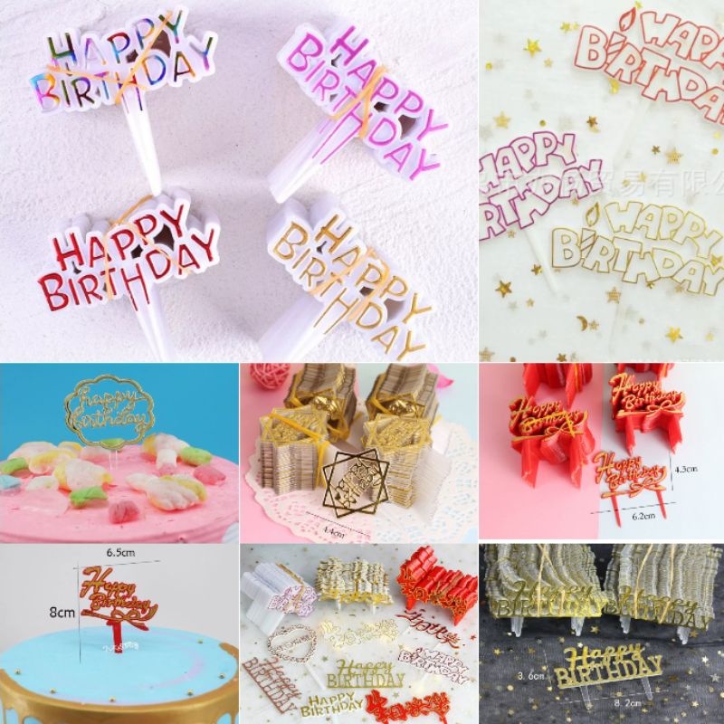 Jual LENGKAP Topper HBD Mini Tusukan Happy Birthday Rainbow Cake Topper ...