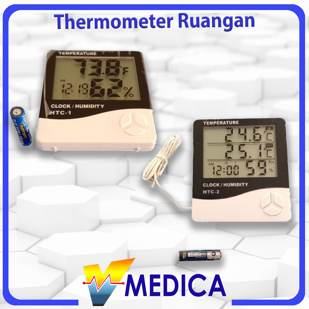 Jual Thermometer Hygrometer Ruangan Digital Clock 2 Baris / Thermometer ...
