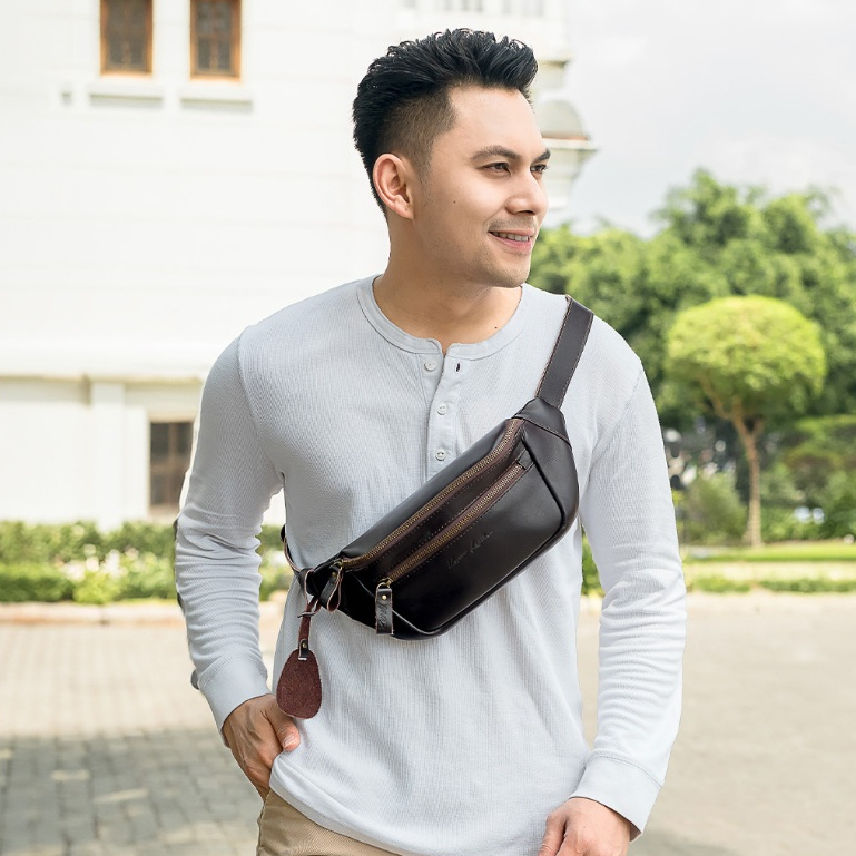 Jual Kenes Leather Tas Pinggang Pria Waist Bag Kulit Asli Dexter Crazy ...