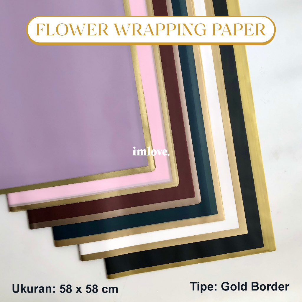 Jual (5 Lembar) Kertas Buket Bunga List Emas | Flower Wrapping Paper ...