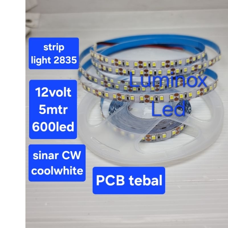 Jual led strip coolwhite 12volt 5mtr 2835 smd / strip light ceiling ...