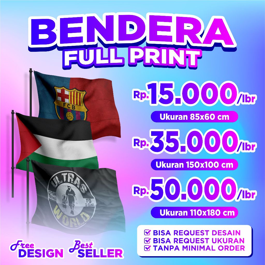 Jual BENDERA CUSTOM FULL PRINT | Bahan Kain | Shopee Indonesia