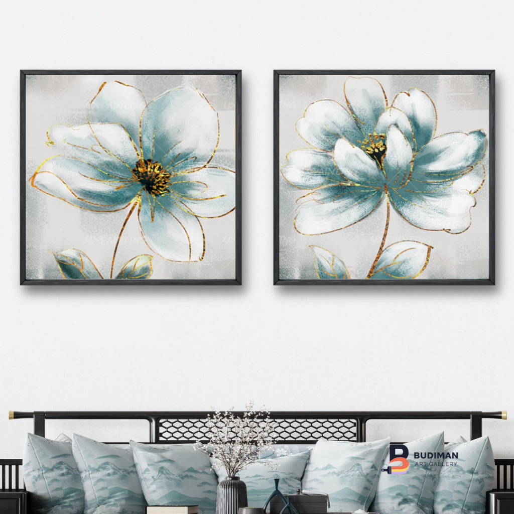 Jual BAGallery - Lukisan Abstrak Hiasan Dinding Aesthetic Poppy Biru ...
