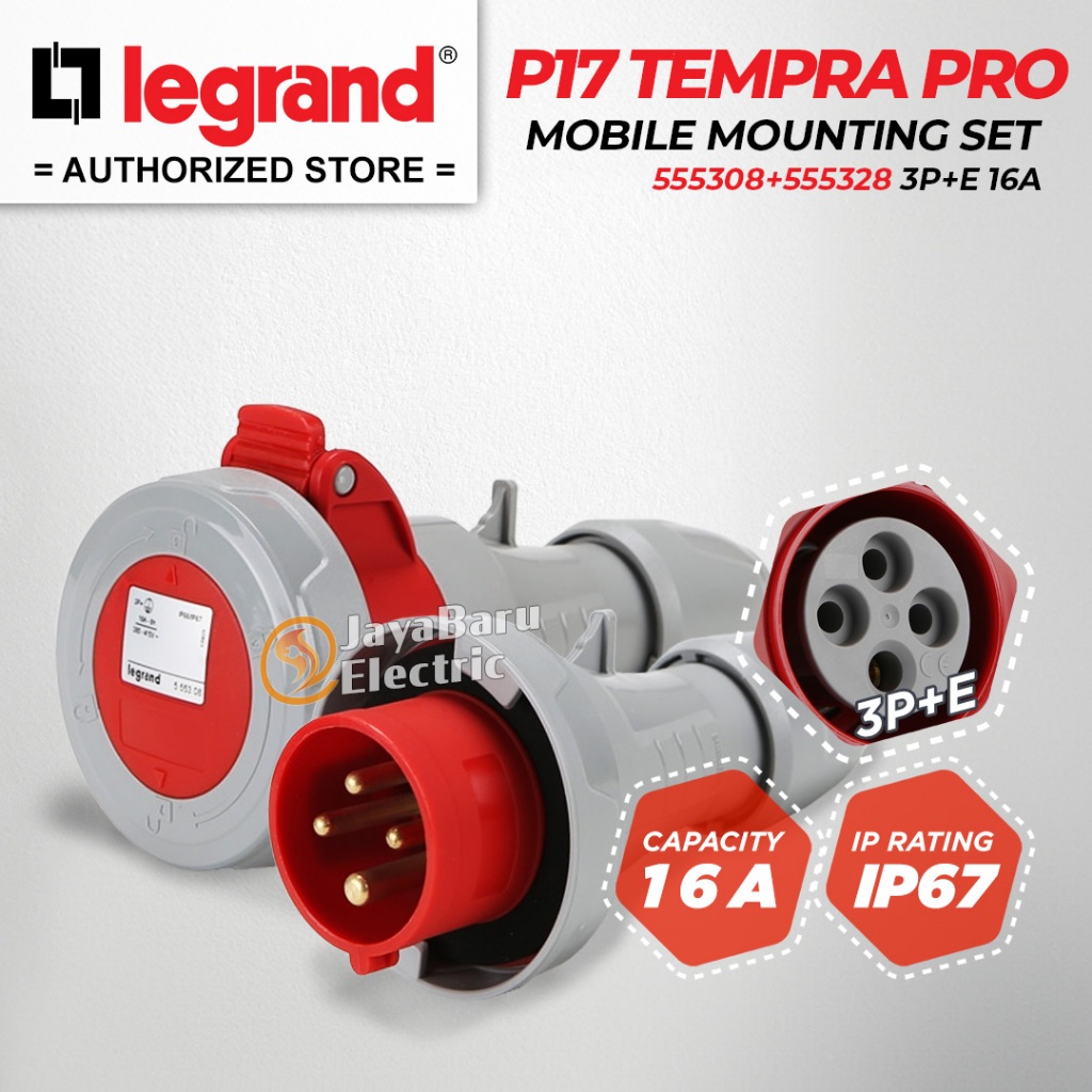 Jual Legrand Paket 1 Set Plug Mobile Mounting Socket 3P+E / 4 Pin 4Pin 16A IP67 P17 Tempra Pro ...