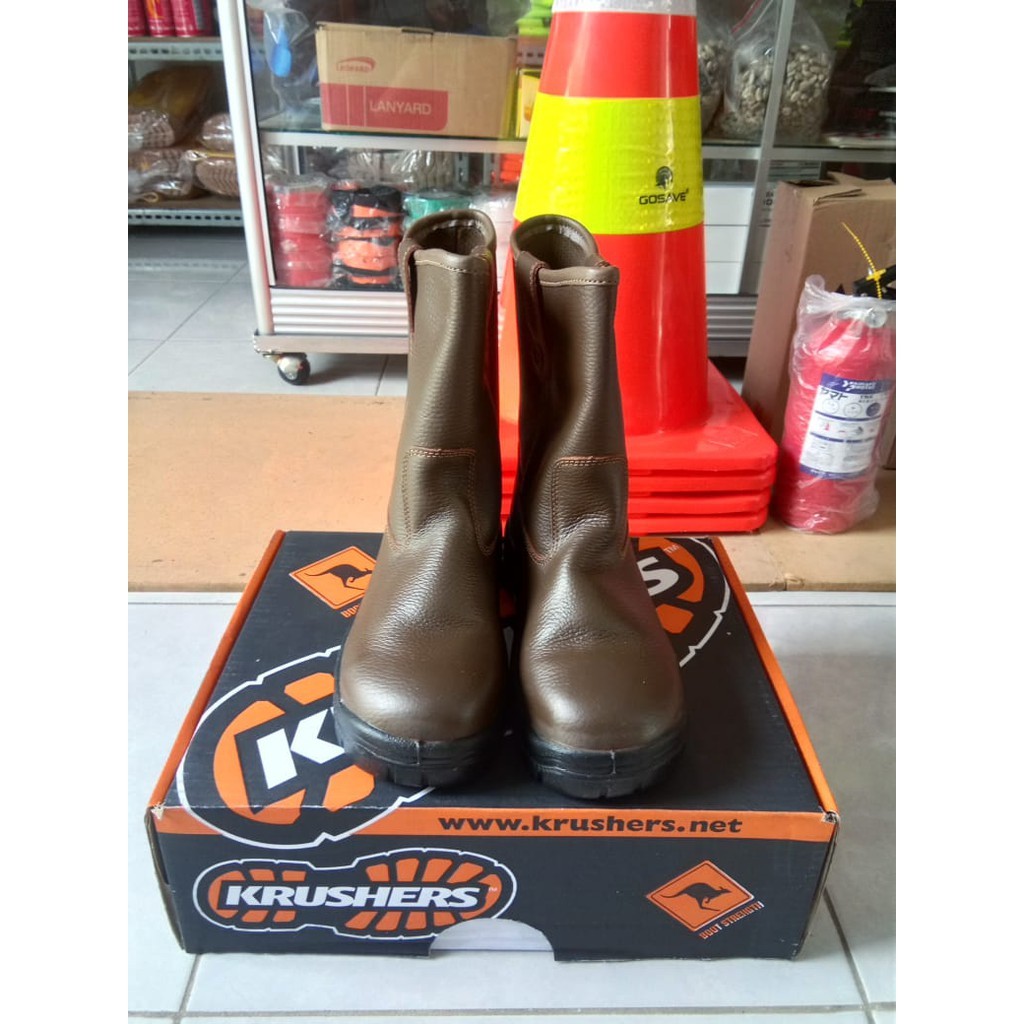 Jual Sepatu safety krushers texas cokelat | Shopee Indonesia
