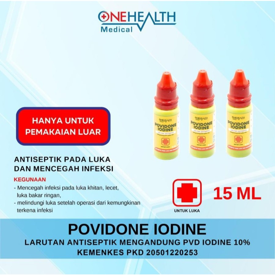 Jual Onehealth Povidone Iodine 15ml obat luka merah Povidon Betadine ...