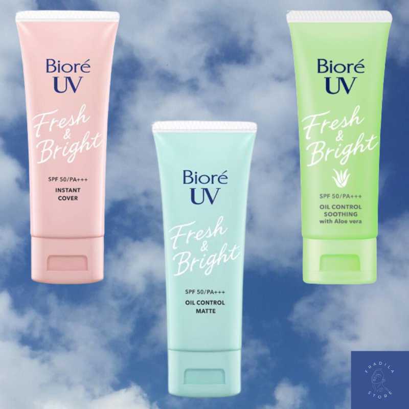 Jual BIORE UV Fresh & Bright Instant Cover | Oil Control Matte | Oil Control Soothing with Aloe ...