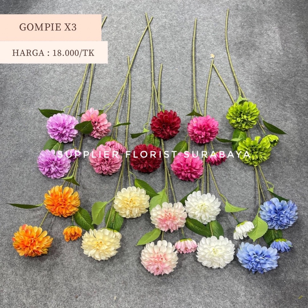 Jual [GOMPIE X3] ARTIFICIAL FLOWER GOMPIE BUNGA PALSU GOMPIE CHRYSAN ...