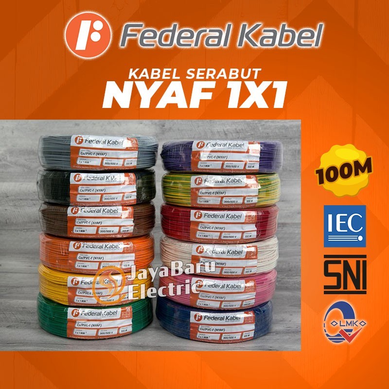Jual Kabel Listrik Serabut FEDERAL KABEL NYAF 1x1 100m Roll | Shopee Indonesia