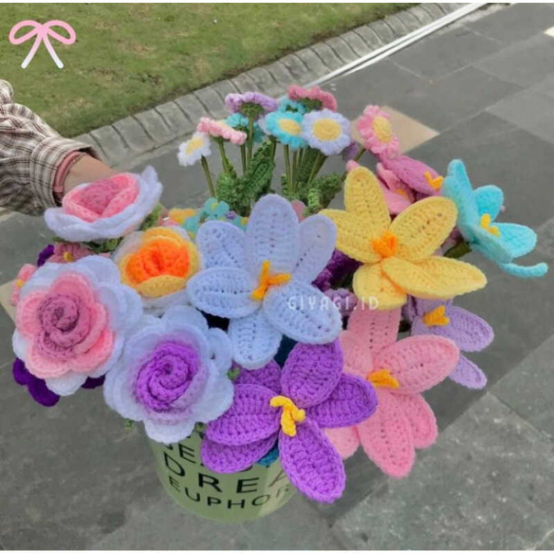 Jual SINGLE FLOWER | BUNGA RAJUT | Shopee Indonesia