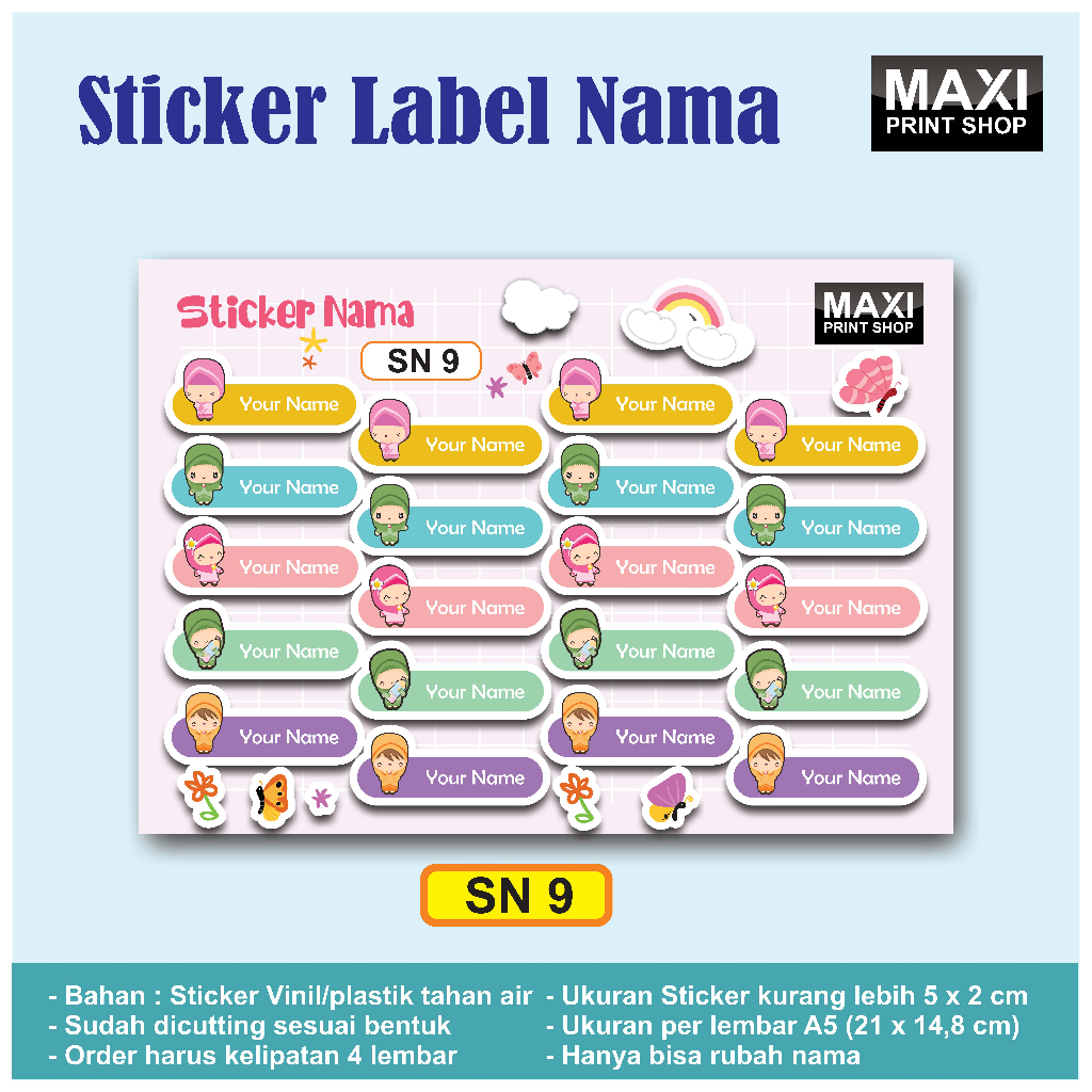 Jual MAXI - Stiker Label Nama Anak Custom Nama Karakter | Shopee Indonesia