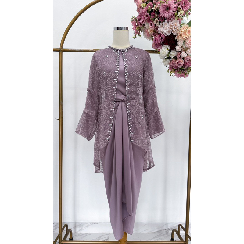 Jual Oneset Clarisa Outer Brokat Premium - Outfit Kondangan Rok lilit ...