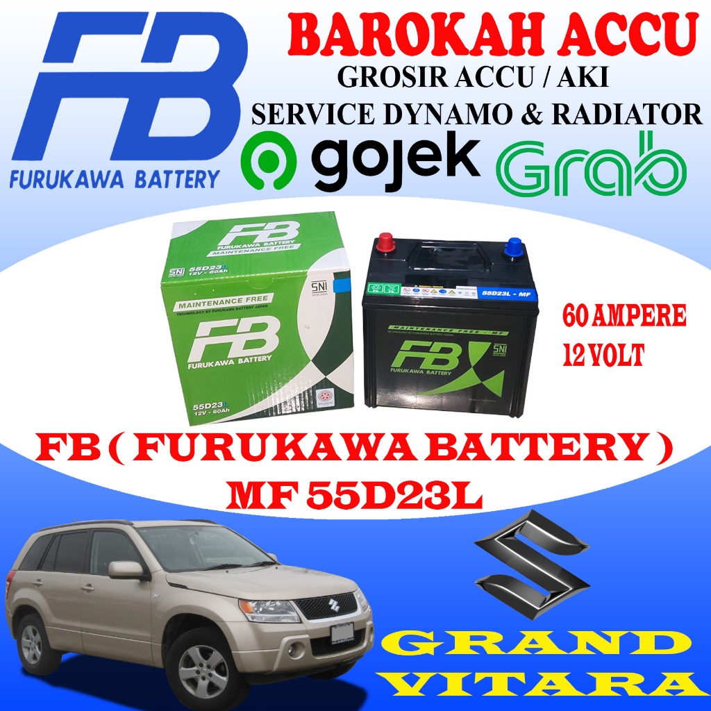 Jual AKI MOBIL SUZUKI GRAND VITARA FB FURUKAWA BATTERY MF 55D23L , 60 ...