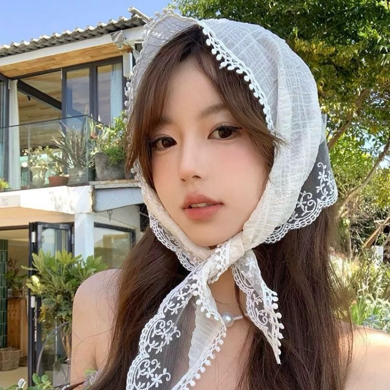 Jual Jiwon scarf rambut korea syal selendang aesthetic lace renda ...