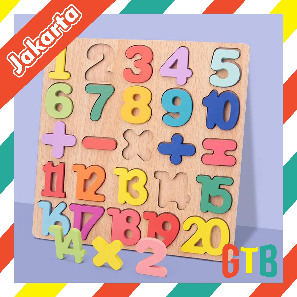 Jual ️GTB ️ MEDIUM CHUNKY PUZZLE huruf besar / angka mainan anak puzzle kayu puzzle knob T025 ...