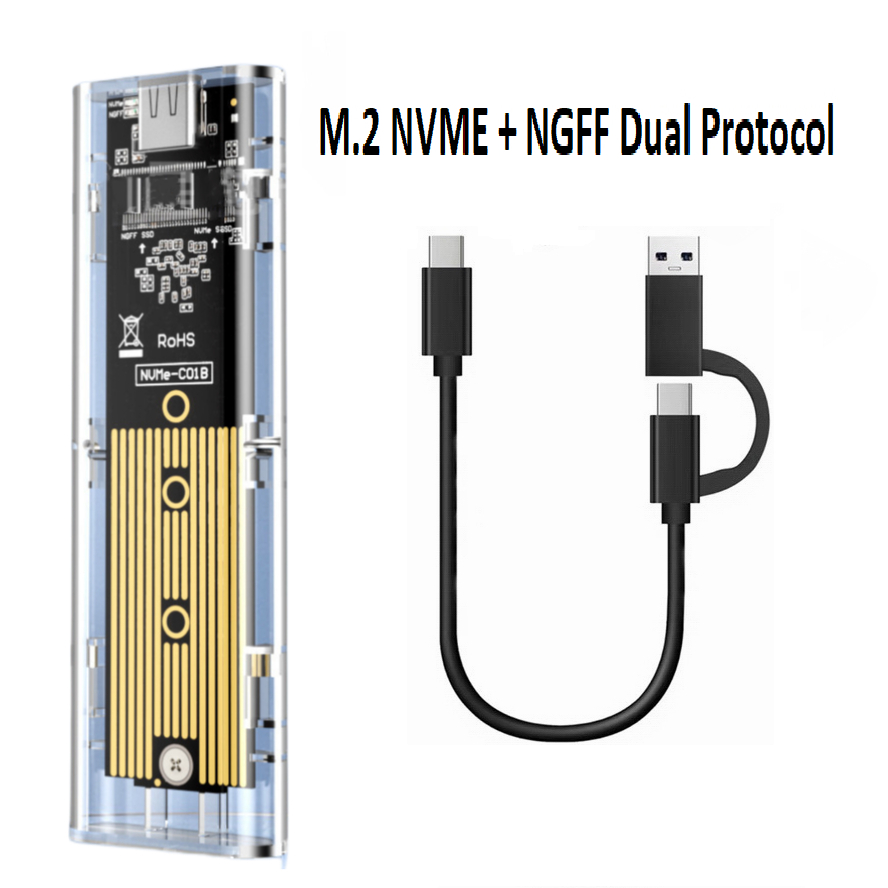Jual Casing SSD M2 NVME & NGFF USB C to USB 3.0 dual Protocol Enclosur ...