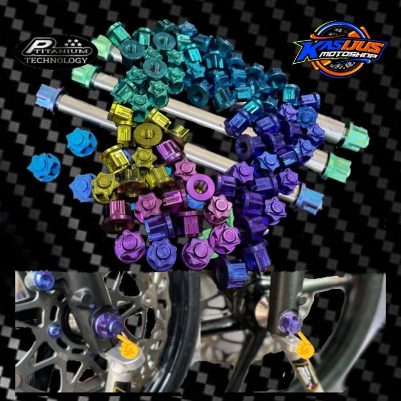 Jual mur as roda ninja depan belakang titanium mur Titanium as roda ...