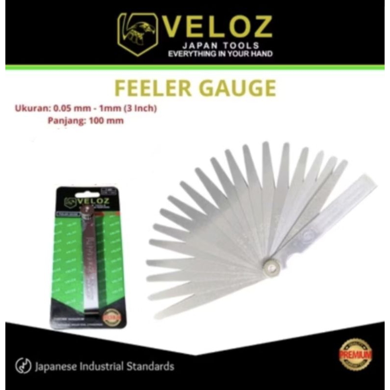 Jual VELOZ feeler gauge 13 BLADES 0.05MM-1.00MM alat setel klep stel ...