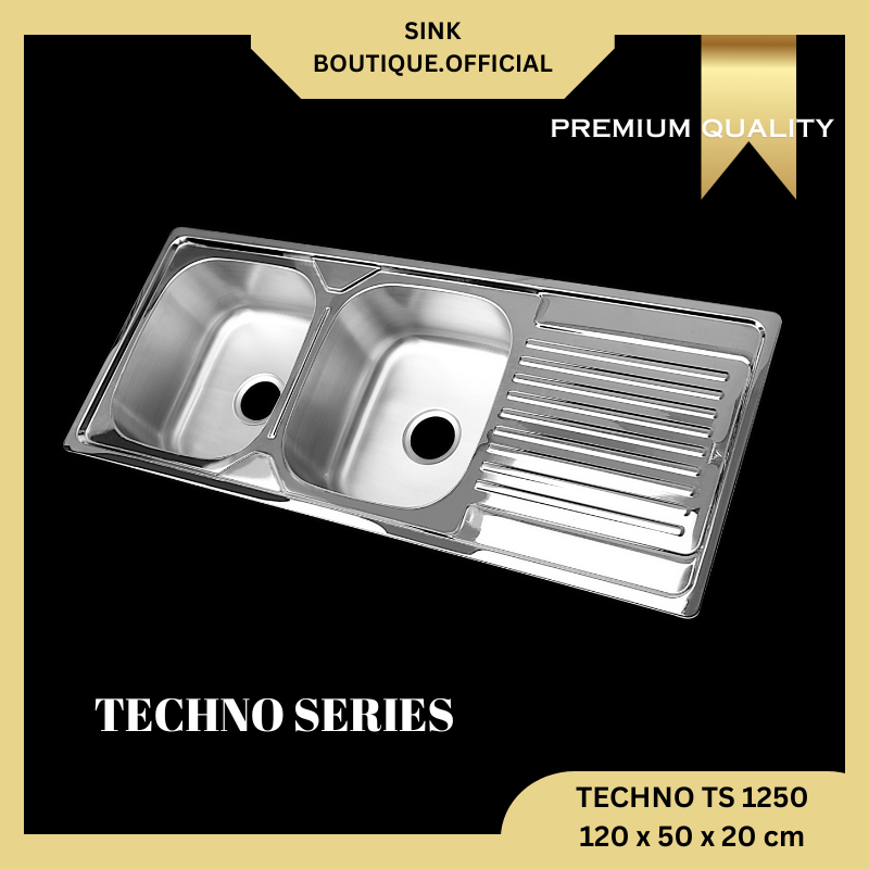 Jual Premium Techno TS 1250 Stainless Steel Kitchen Sink Bak Cuci Piring 2 lubang | Shopee Indonesia