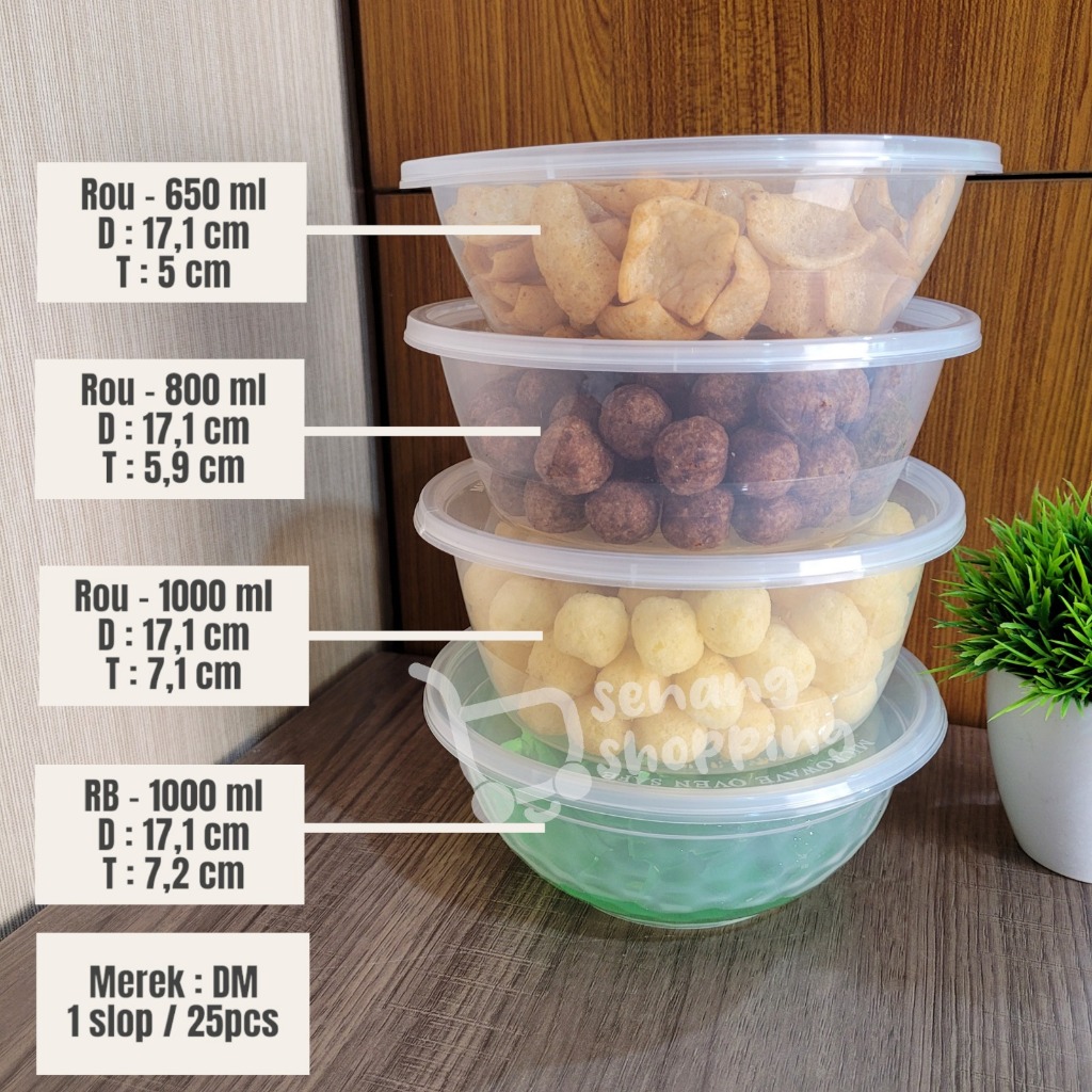Jual ROLLparty Thinwall DM BULAT 650ML 800ML 1000ML TUTUP RATA / KOTAK MAKAN PLASTIK ROUND ...