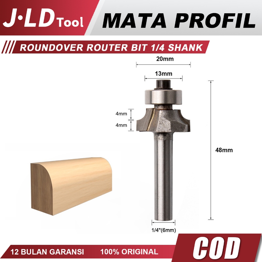 Jual JLD Mata Profil Kayu Roundover Router Trimmer Bit 1/4"Shank ...
