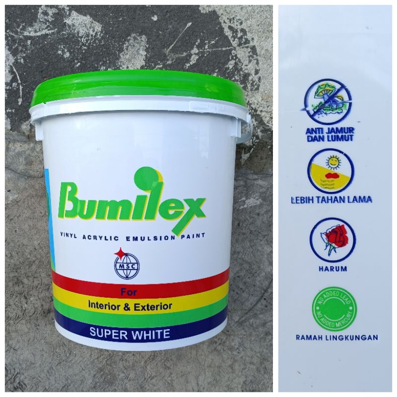 Jual Bumilex Super White Pail 20 kg Cat Tembok Interior Eksterior ...