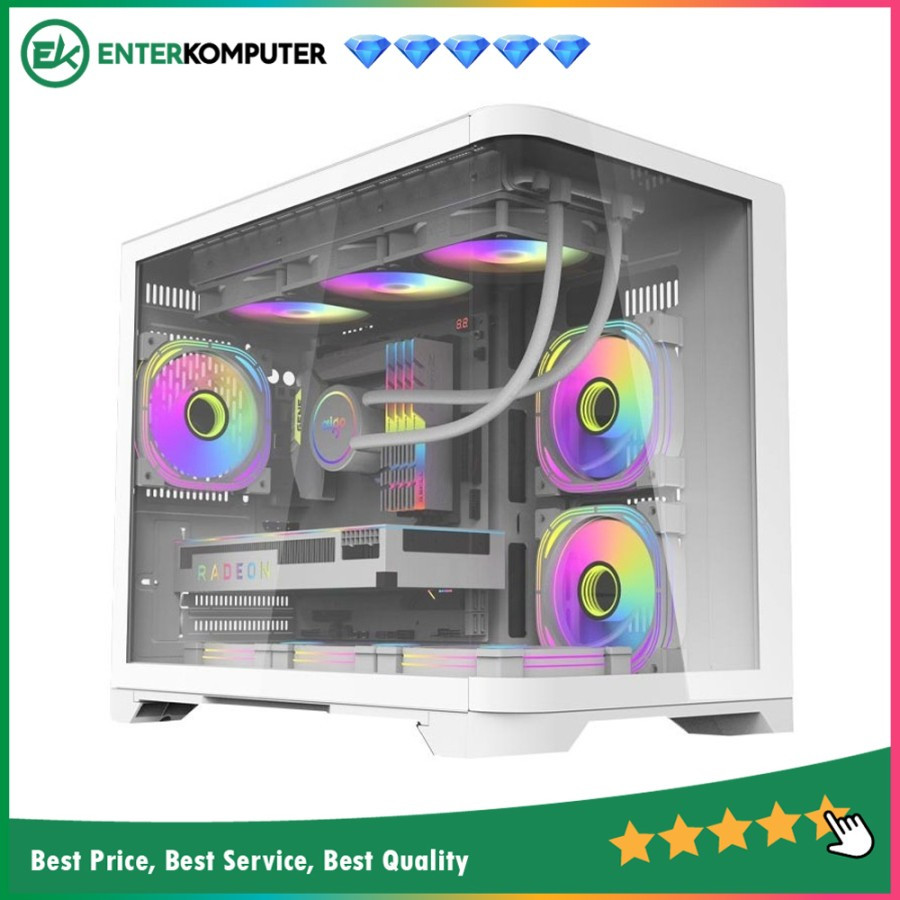 Jual Aigo Darkflash ARC1 M-ATX Curve Gaming Case - White | Shopee Indonesia