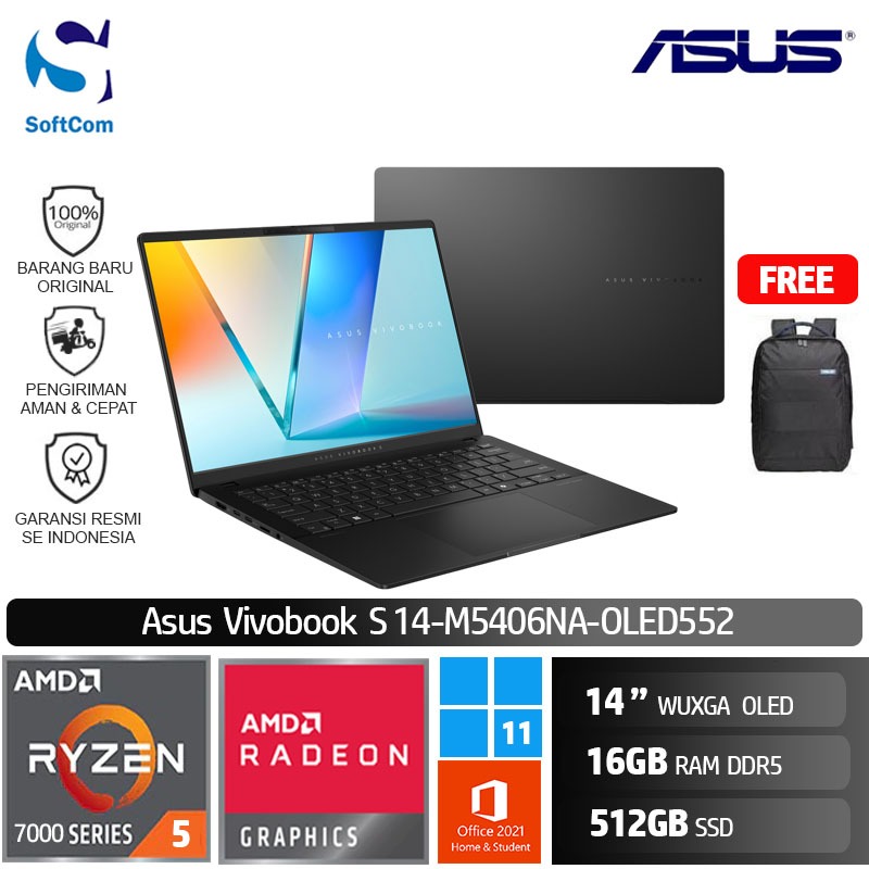 Jual ASUS M5406NA OLED552 R5 7535HS/16GB/512GB SSD/14" WUXGA/W11 ...