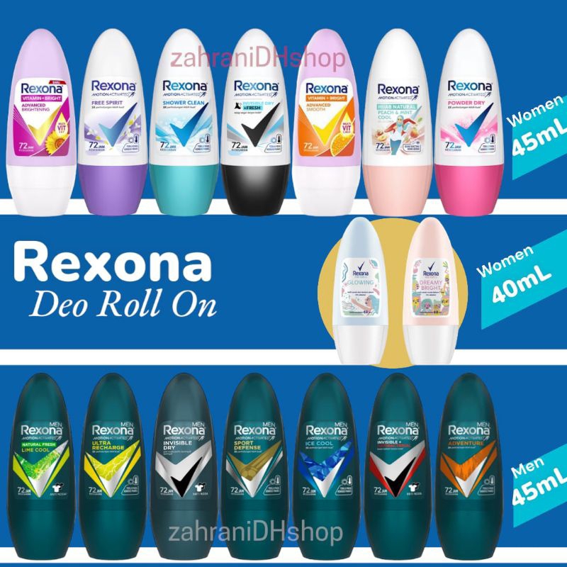 Jual REXONA roll on/deodorant WOMEN & MEN 45ML/40ML | Shopee Indonesia