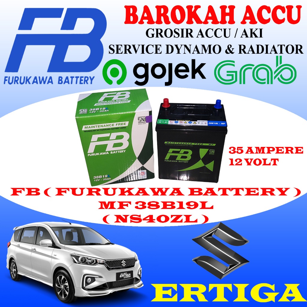 Jual AKI MOBIL SUZUKI ERTIGA FB FURUKAWA BATTERY MF 38B19L / NS40ZL , 35 AH MAINTENANCE FREE ...