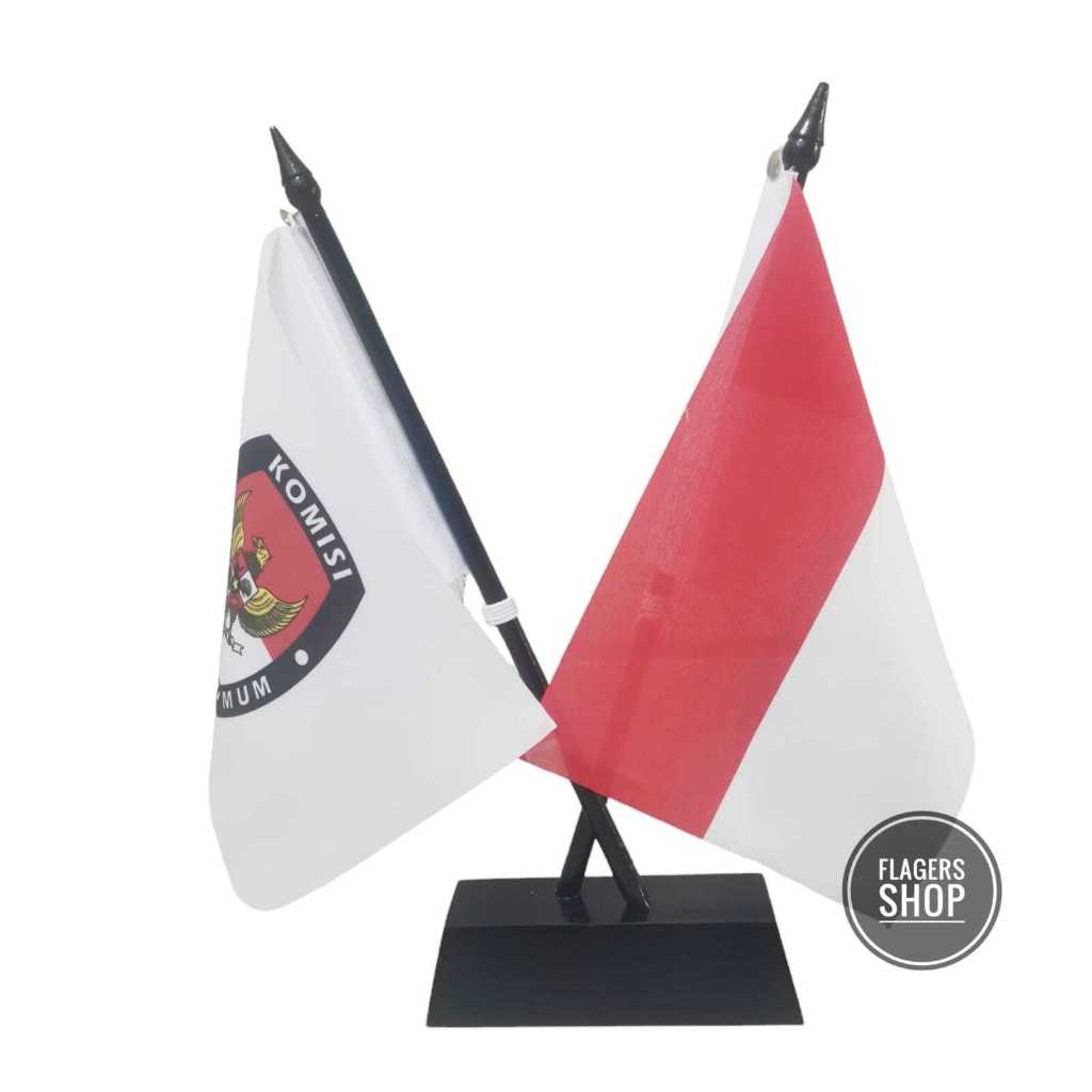 Jual Bendera Meja Indonesia - KPU Indonesia + Tiang Silang | Shopee ...