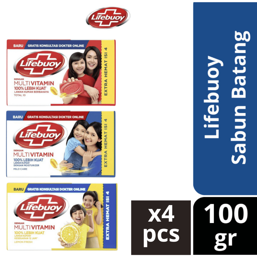 Jual SABUN MANDI BATANG LIFEBUOY 100g (4 Pcs) - Sabun Lifebuoy ...