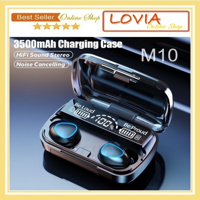 Jual TWS M10 Sport Headset Bluetooth Earphone In Ear With Powerbank ...