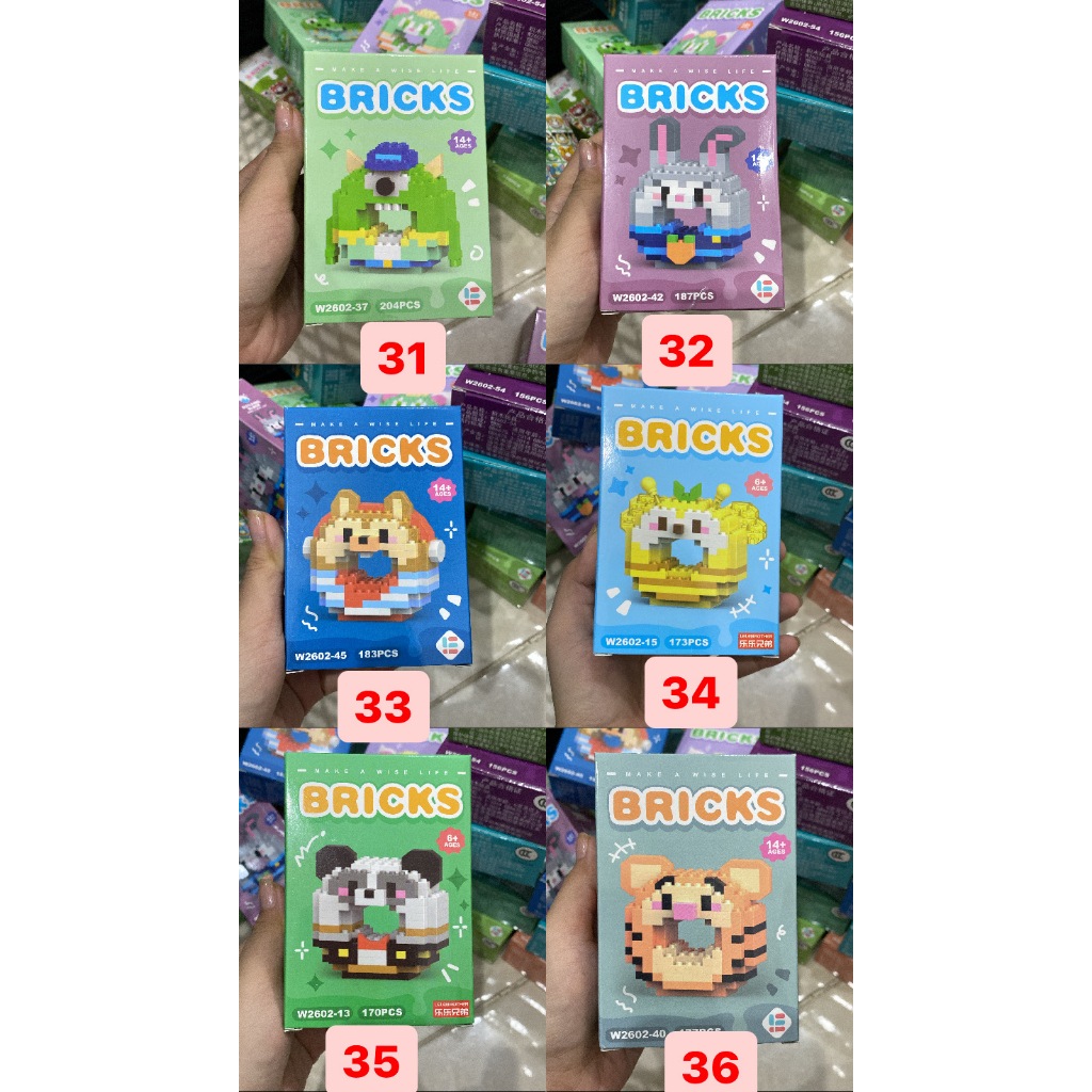 Jual Mainan Balok Susun Donat Karakter Disney DIY Block Nano Blok bangunan Mini 3D Puzzle Bricks ...
