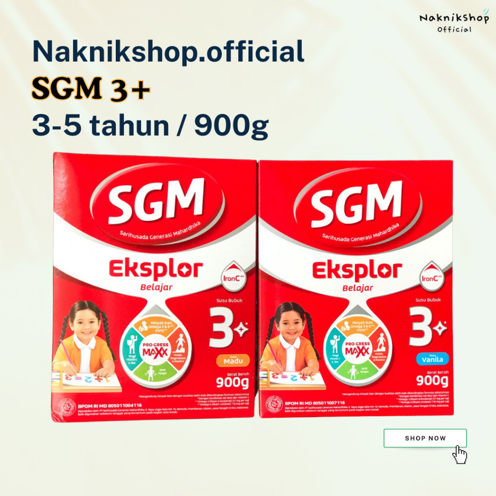 Jual SGM Eksplor 3+ Susu Formula dengan Rasa Vanila dan Madu 900gr | Shopee Indonesia