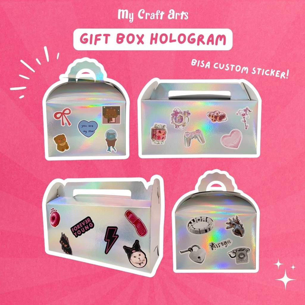 Jual Gift Box Hologram - Kotak Hadiah Sticker Retro Vintage Kekinian ...