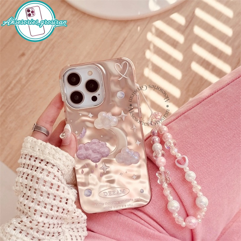 Jual Dreamy Moonlight Metalic Textured Wrinkle Case with Charm ...